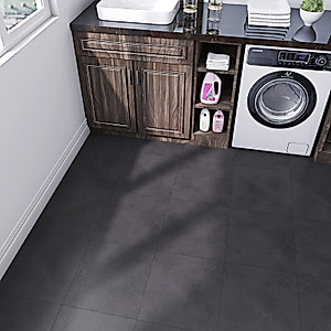 FunStick Peel and Stick Floor Tile Slate Grey Vinyl Flooring for Bathroom Floor Tiles Peel and Stick Waterproof Stick on Floor Tiles Sticky Laminate Flooring Sheets for Kitchen Bedroom 12x12In 5 Pcs