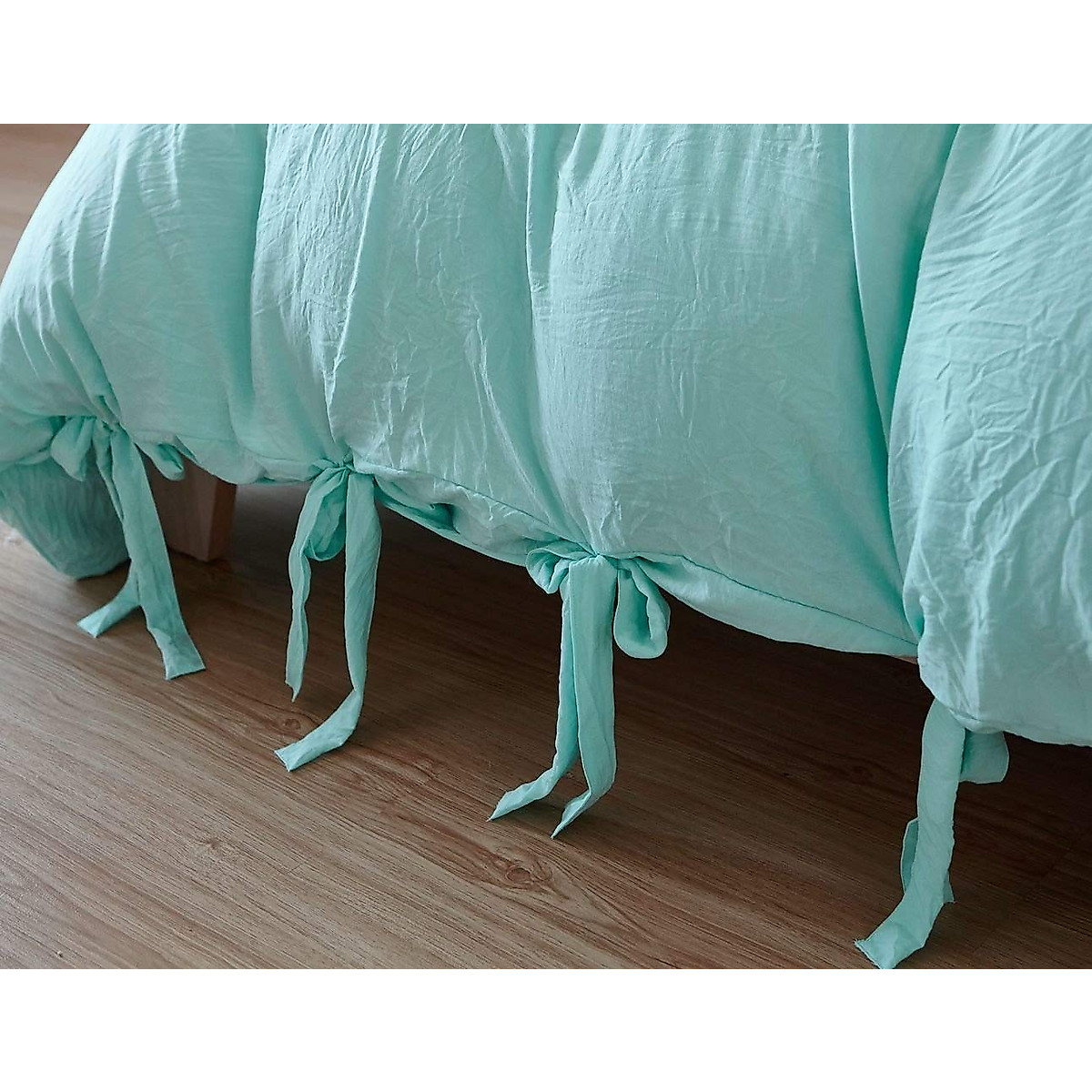 DREFEEL Egyptian Quality Vibrant Stone Washed Microfiber Turquoise Duvet Cover Queen Size 3 Pcs Set (1 Duvet Cover, 2 Pillowcases) - Soft Comforter Cover Quilt Case - Solid Bedding