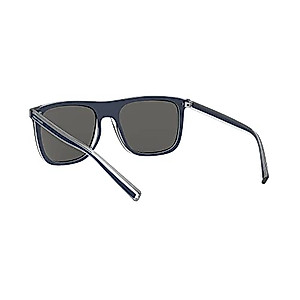 A|X ARMANI EXCHANGE Men's AX4102SF Low Bridge Fit Square Sunglasses, Shiny Blue/Silver Mirrored, 57 mm