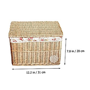 Baluue Box Wicker Storage Basket Home Storage Baskets Seagrass Storage Baskets Woven Hamper with Lid Handwoven Storage Box Handwoven Seagrass Box Rectangular Seagrass Basket Woven Box
