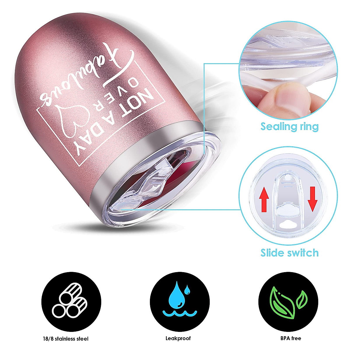 Birthday Gifts for Women - Thank You Gifts, Funny Inspirational Gifts for Women, Mom, Grandma, Wife, Daughter, Sister, BFF, Coworker - 12oz Vacuum Insulated Wine Tumbler Gifts Idea With Lid