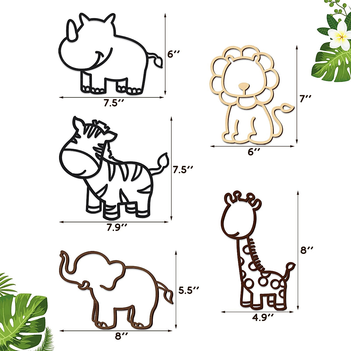 Safari Nursery Decor Jungle Theme Animals Woodland Baby Room Decor Neutral for Girls Boys Kids Nursery Wall Art for Bedroom Playroom Toddler Classroom Decorations (Lion Giraffe Elephant Zebra Rhino)
