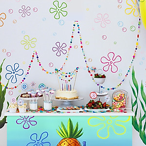 Dripykiaa 183 Pieces Flowers Bubbles Wall Decals Under The Sea Birthday Party Decorations Wall Stickers for Bedroom Bathroom Decor Wall Decor for Boys Girls Teens Adults