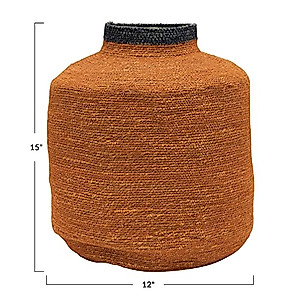 Bloomingville Hand-Woven Seagrass, Orange & Navy Basket