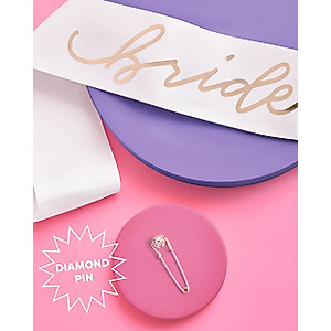 xo, Fetti Bride to Be Sash | Bachelorette Party Decorations White + Rose Gold, Bridal Shower Gift, Bridesmaid Favors