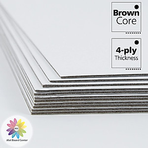 Mat Board Center, Pack of 25, 8.5x11 White Backing Boards, 4-Ply Thickness Cardboard for Picture/Photo/Framing Back Support