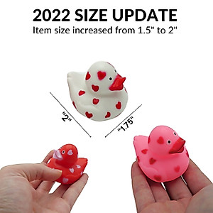4E's Novelty Valentines Day Rubber Ducks (24 Pack) Heart Themed Duckies, Class Valentines Day Gifts for Kids Bulk, Valentines Day Party Favors Classroom Exchange Prizes for Kids Class