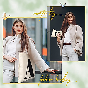 AUNOOL Monogrammed Tote Bags for Women with Canvas Makeup Bag and Zipper Pocket, Birthday Gifts for Wife, Graduation Gift Bridal Shower Gift Ideas Bridesmaid Gifts Mother's Day Gift Ideas Letter S