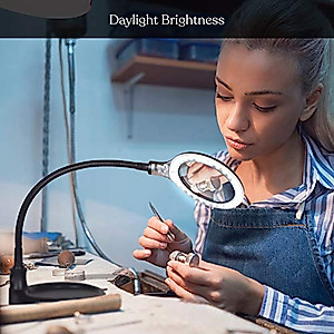 Brightech LightView Pro Flex 2 in 1 Magnifying Desk Lamp, 2.25x Light Magnifier, Adjustable Magnifying Glass with Light for Crafts, Reading, Close Work