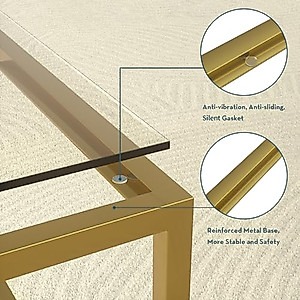 SAYGOER Glass Side Table Small Gold End Table for Small Spaces 2-Tier Square Night Stand with Storage Modern Bed Side Table with Gold Frame for Bedroom Living Room, Easy Assembly