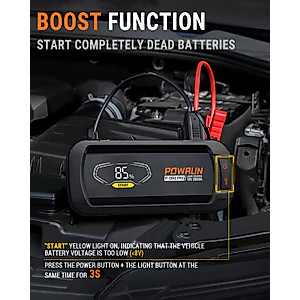 Powrun P-ONE PRO Jump Starter - 2500A Portable Jump Box for 8.5L Gas and 7.0L Diesel Engines, 12V Car Battery Pack With Carry Case