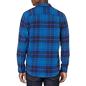 Amazon Essentials Men's Long-Sleeve Flannel Shirt (Available in Big & Tall), Black Blue Plaid, XX-Large
