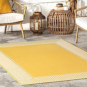 nuLOOM Asha Simple Border Indoor/Outdoor Area Rug, 8' x 10', Yellow