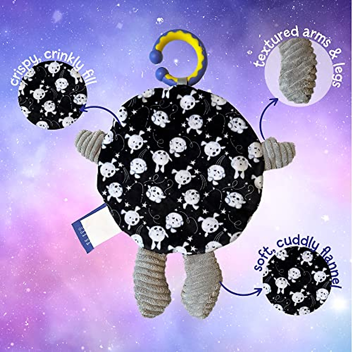 Celestial Buddies Over The Moon for You Gift Box Set - Baby Board Poem & Crunch Bunch Plush Sensory Learning Educational Space Planet Teether Toy