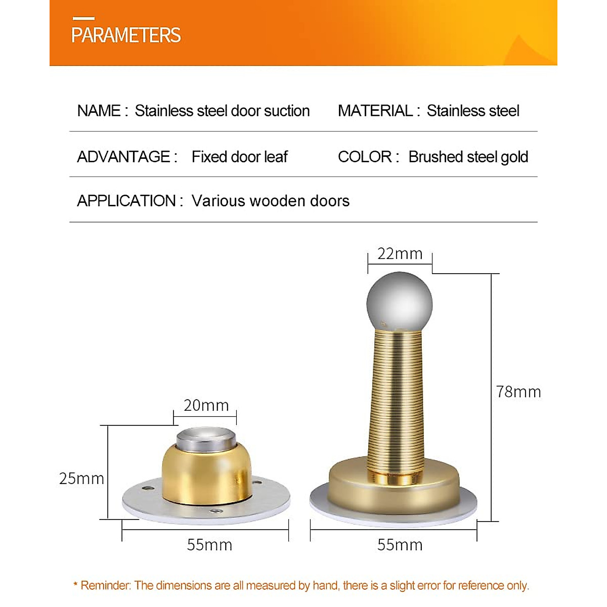 Door Stopper, Magnetic Door Catch,Magnetic Door Stop, 3M Double-Sided Adhesive Tape，Stainless Steel, No Drilling, Screws for Stronger Mount, Hold Your Door Open, for Wide Doors