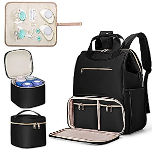 Fasrom Wearable Breast Pump Bag Backpack with Cooler and Pump Tote Bag, Compatible with Willow, Elvie, Momcozy Hands Free Pumps and Medela Pump in Style, Black (Patent Design)