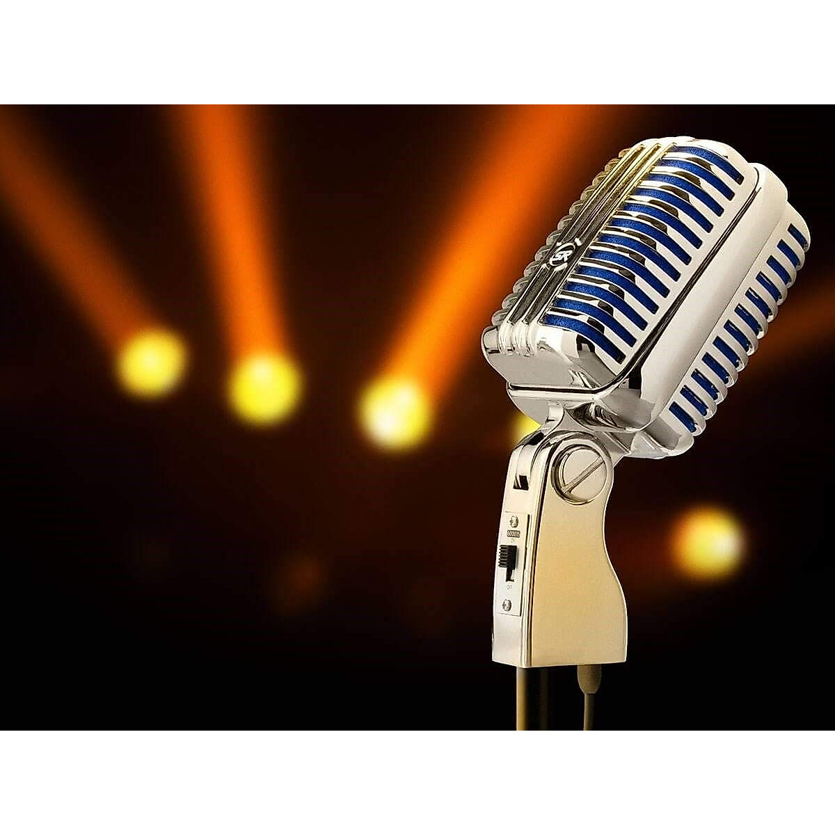 Monoprice Memphis Blue Classic Dynamic Microphone - Unidirectional, Retro-Style with Pop-Free On/Off Switch and Protective Case - Stage Right Series