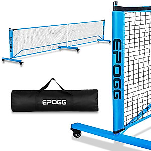 Hamino Pickleball Set with Net Wheels, 22 FT Regulation Size Pickleball Net Set with Steady Metal Frame Base/Sturdy PE Net/600D Carrying Bag, Portable Outdoor Driveway Home Backyard Fun for All Ages