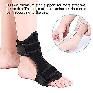 New Plantar Fasciitis Night Splint, Adjustable Brace Support Night Splints for Right or Left Foot Support Sleep/ Arthritis/ Tendonitis/ Dorsiflexion/ Heel Calf Stretcher and Spiky Massage Ball (Black & Red)