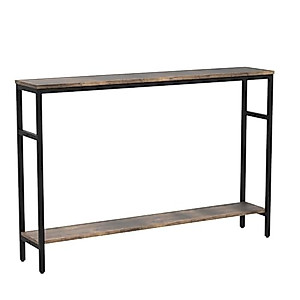 Timberer Narrow Console Table, 47 Inch Sofa Table with Adjustable Shelf, 2-Tier Long Skinny Table for Hallway, Entryway, Living Room, Foyer, Rustic Brown