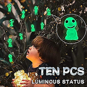 Fairy Garden Gnome Outdoor Miniature Luminous Garden Ghost Decor for Outside Glow in the Dark Patio Alien Figure Fairy Garden Accessories Kit 10Pcs