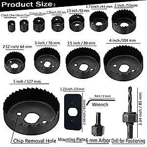 Hole Saw Kit, 16-Piece Set. Specially Constructed Heat Treated Carbon Steel, Metal Hole Saw Kit Mandrels, Ideal for Soft Wood, PVC Board，Wood, Plastic, Drywall