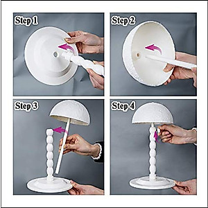 Youngther Wig Stand Adjustable Height Hat Display Portable Folding Wig Head Holders Plastic Wig Stand for Styling Wig Hair Drying Display (White)
