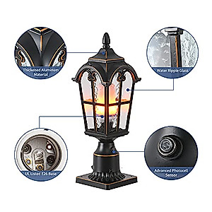 LONEDRUID Dusk to Dawn Outdoor Lamp Post Lights Waterproof Exterior Pole Lantern Lighting Fixtures with 3-Inch Pier Mount Base for Garden Patio Yard Pathway Driveway