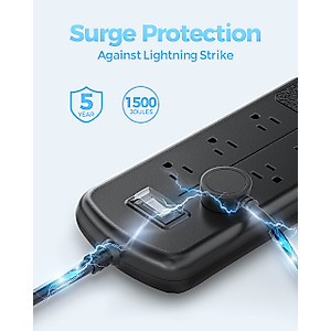 USB Outdoor Power Strip Weatherproof, Waterproof Surge Protector with 3 USB Ports and 6 Outlets, 6 FT Extension Cord, Shockproof Overload Protection, Mountable for Home Office Patio Porch