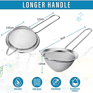 Epakh 9 Packs Stainless Steel Small Strainer, Steel Cone Shaped Cocktail Strainer for Juice, Tea Herbs, Coffee Drinks, Long Handle Coffee Food, 3.2 Inches Silver