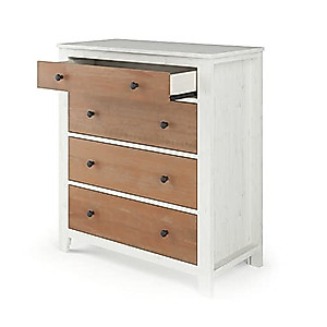 Child Craft Ocean Grove 4 Drawer Chest, Anti-Tip Kit, Extra-Large Storage Dresser for Baby Nursery, Kid’s Room and Bedroom (White/Brown)