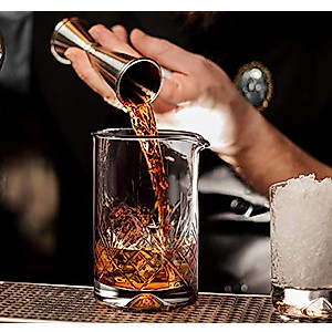 Mofado Crystal Cocktail Mixing Glass - 24oz 710ml - Thick and Sturdy Bottom, Durable - Premium Seamless Design - Professional Quality