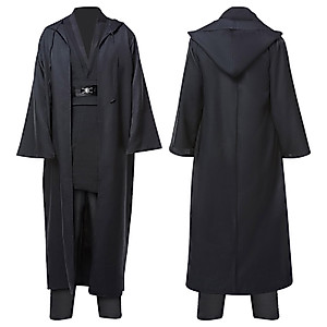 Wecos Tunic Hooded Robe Knight Costume Outfits Halloween Cosplay Costume for Mens Three Versions