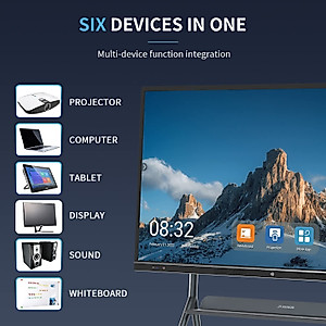 Smart Board for Classroom and Conference,JYXOIHUB 75 Inch Electronic Whiteboard Build in Android and Windows OS with 4K HD Touch Screen Interactive Whiteboard,Smart Digital Whiteboard (Board Only)