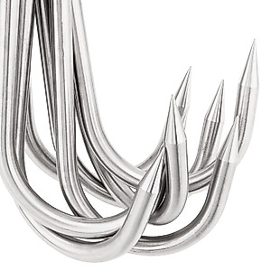 KOHAND 8 Pack 10 Inch S-Shaped Meat Hook, 10MM Thick Stainless Steel Butcher Hook, Sausage Hooks for smudging, Grilling, Drying