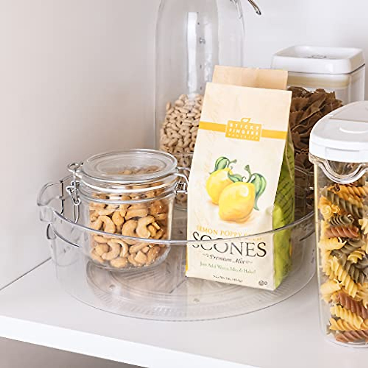 Smart Design Set of 2 Turntable Lazy Susan Spinning Organizer - 11.5 inch - BPA Free Plastic Resin - Fridge, Freezer, Cabinet, Food, Spices, Pantry - Clear