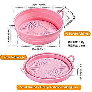 Silicone Air Fryer Liner 7.5 Inch Compatible with Cosori Ninja Tower, 2 Pack Collapsible Round Air Fryer Tray Silicone Pot for Air Fryer Oven and Microwave, Silicone Air Fryer Accessories