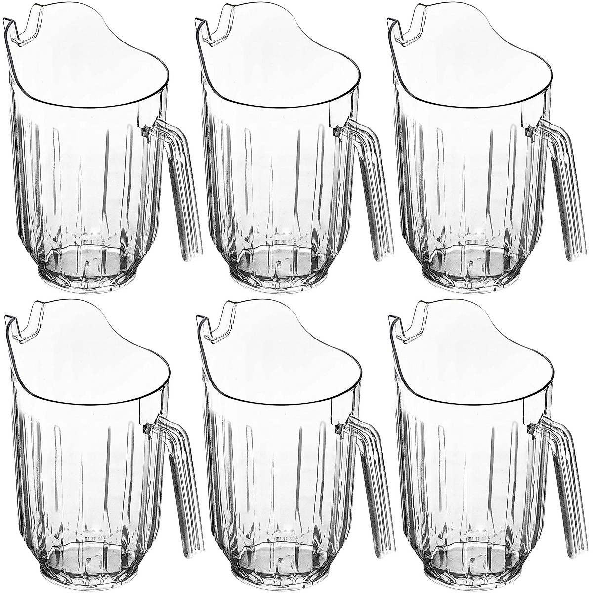 DecorRack 6 Polycarbonate Plastic Pitcher Beverage Dispenser with Pour Spout Shatterproof Catering and Restaurant Serveware for Cold Drinks, Water, Lemonade, Beer, and Sangria, 56 Ounce (6 Pack)