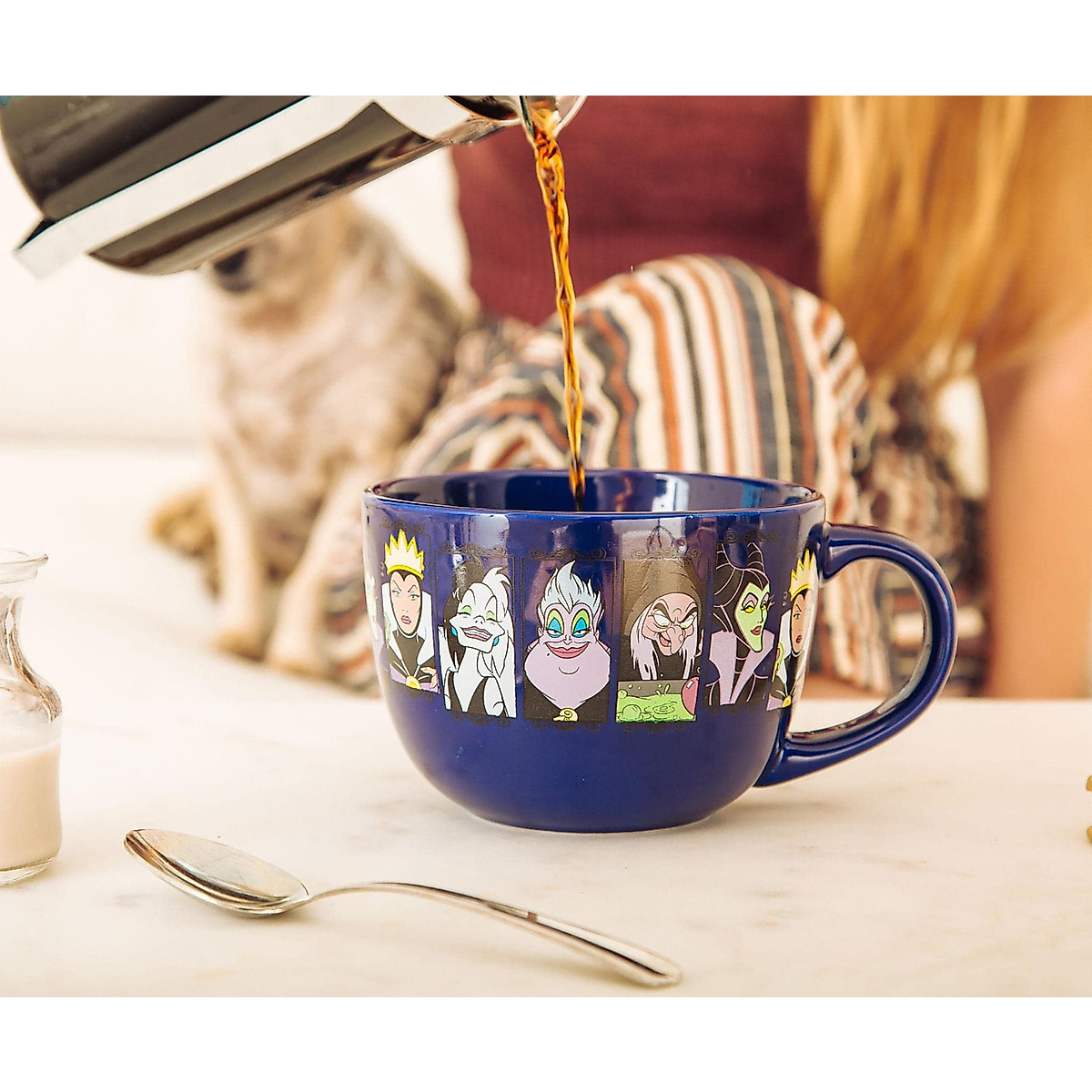 Disney Villains Close-Up Panels Ceramic Soup Mug | Bowl For Ice Cream, Cereal, Oatmeal | Large Coffee Cup For Espresso, Caffeine, Beverages | Halloween Gifts and Collectibles | Holds 24 Ounces