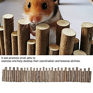 QANYEGN Hamster Wooden Bridge, Hamster Wooden Fence with Hideout, Rat Ladder Bridge Toy for Small Animals (40cm)