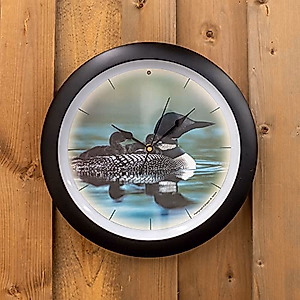 Mark Feldstein & Associates Call of The Loon Artwork Matte Black 13 inch Sound Wall Clock