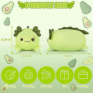 Axolotl Plush Toy-13'' Green Axolotl Plush Stuffed Animal, Avocado Axolotl Plush Pillow, Cute Soft Plush Axolotl Plushie Stuffed Toys, Axolotl Plush Pillows Decoration Gift for Kids Girls Boys