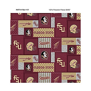 SYKEL ENTERPRISES Florida State Fleece Blanket Fabric-Florida State Seminoles Fleece Fabric with New Patch Pattern-Sold by The Yard