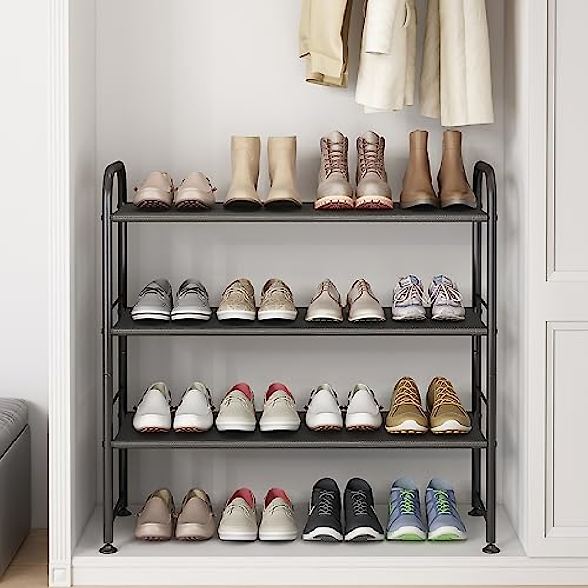 SUOERNUO Shoe Rack 3 Tier Storage Organizer for Closet Entryway Black