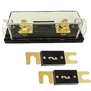 200 amp Fuse,anl Fuse Holder car Audio Fuse,mega Fuse holderfor 0/2/4/6/8 Gauge Wire Contain 2 pcs 200A Fuse for Audio/Video/Alarm/Amplifier Car Truck Solar Boat DIY