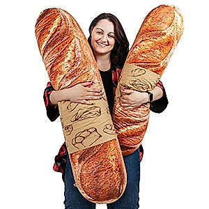 Mewaii 3D Simulation Bread Plush Pillow, Soft Butter Toast Bread Kids Body Pillow Lumbar Baguette Back Cushion, Bread Food Shape Pillow Stuffed Toys Gift for Girls Boys (36 Inches)