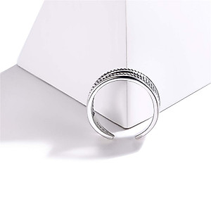 Silvora S925 Layered Open Ring, Sterling Silver Ring for Women Statement Engagement Enhancers Ring Engraving Customized Personalized (Send Gift Box)