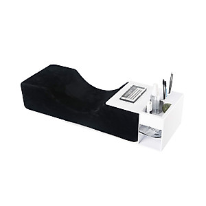 Eyelash Extension Neck Pillow With Acrylic Shelf Organizer Stand, Velvet Warm Lash Extension Grafting Pillow Makeup Tool Display Cabinet Shelves - White Shelf + Black Pillow(Velvet Pillowcase)
