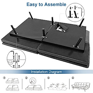 MUUEGM Adjustable Living Room, Convertible Futon Couch Bed, Memory Foam Modern Loveseat Sofas, Dark Grey