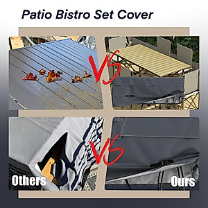 HWmatyCover Patio Bistro Set Cover, Outdoor Bar Set Cover 80 Inch, Heavy Duty Waterproof Patio Bistro Table Cover, All Weather Protection Patio Furniture Cover with Air Vent, 80"W x 39"D x 30"H, Grey